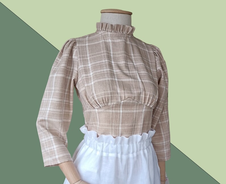 Ruffle Turtleneck Blouse Sewing Pdf Pattern 3/4 Long Sleeve - Etsy