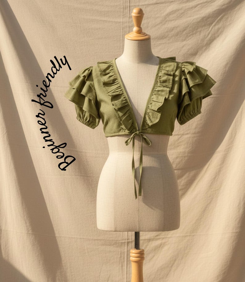 Ruffle Tie Front Top Sewing Pattern: Beginner Friendly (XS-3XL) (PDF ...