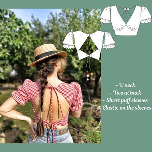 Open Tie Back Top Sewing Pattern Beginner Friendly Pdf Sewing - Etsy