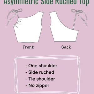 Asymmetrical Side Ruched Top Pattern- Printable Sewing Pattern in Sizes ...