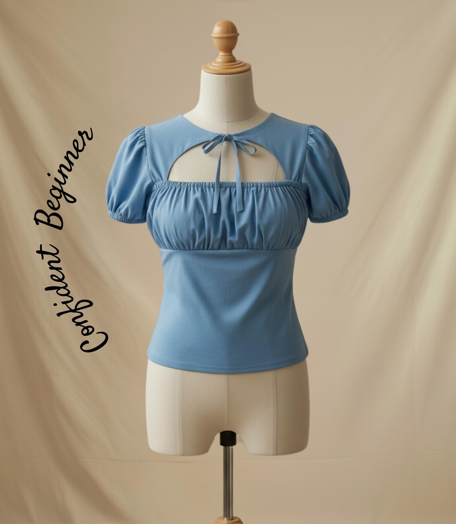 Cut Out Front Puff Sleeve Blouse Pdf Sewing Pattern- Beginner Friendly ...