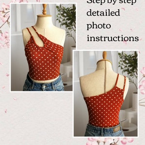 One Shoulder Cut Out Top Sewing Pattern- Beginner Friendly Easy Summer ...