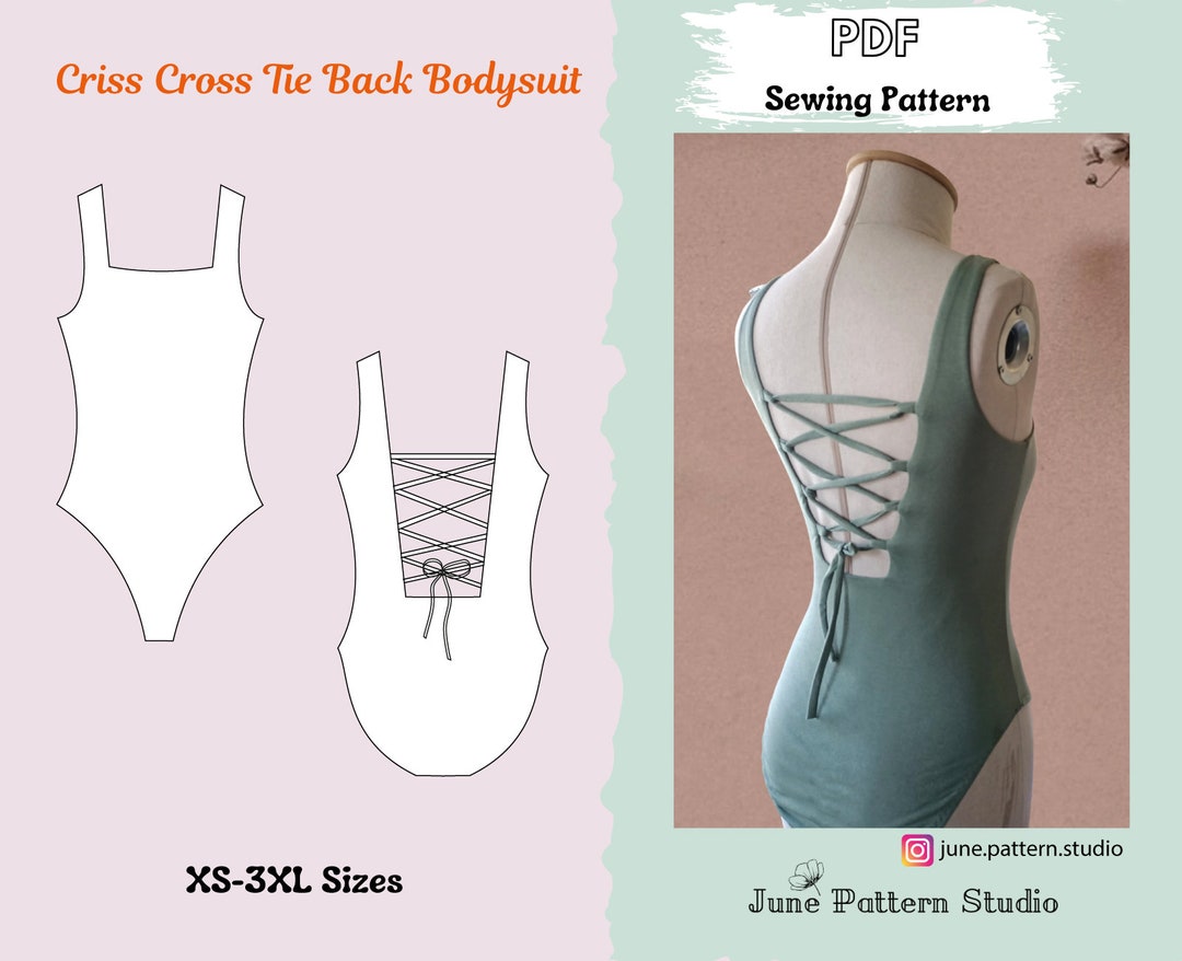 Criss Cross Tie Back Bodysuit Pdf Sewing Pattern Beginner - Etsy