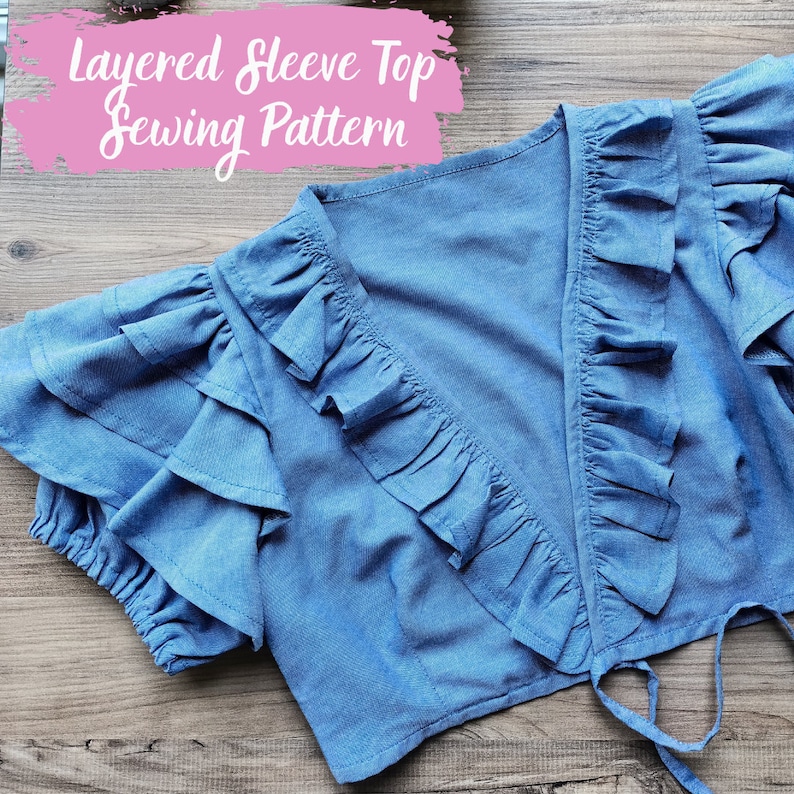 Ruffle Tie Front Top Sewing Pattern: Beginner Friendly (XS-3XL) (PDF ...
