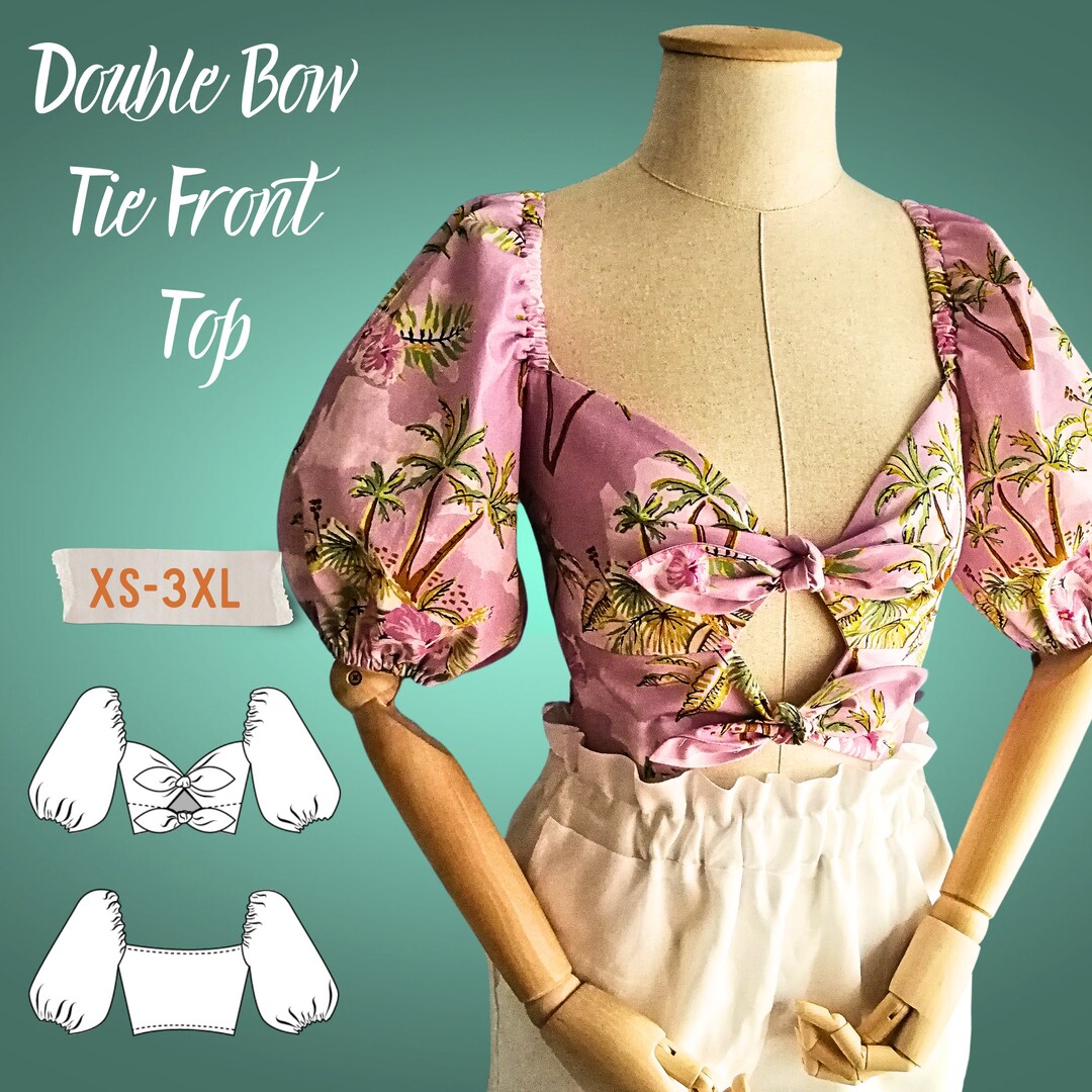 Double Bow Tie Front Summer Top PDF Sewing Pattern- Easy Sewing Pattern ...