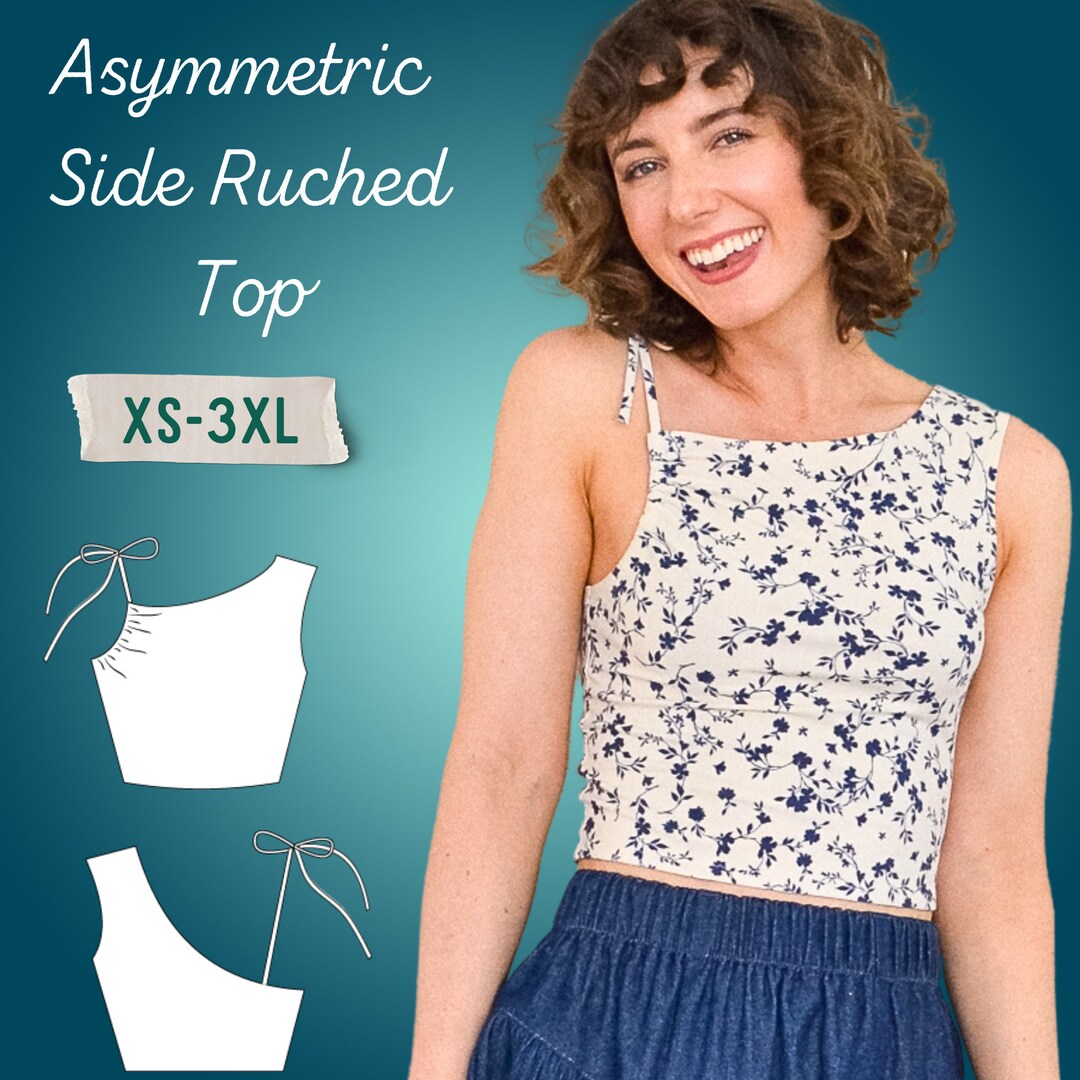 Asymmetrical Side Ruched Top Pattern- Printable Sewing Pattern in Sizes ...