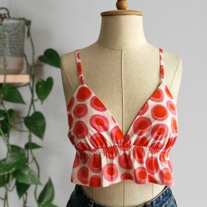 Cross Strap Tie Back Ruffle Hem Cami Top Sewing Pattern- Printable ...