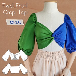Twist Front Crop Top PDF Sewing Pattern- Printable Sewing Pattern in ...