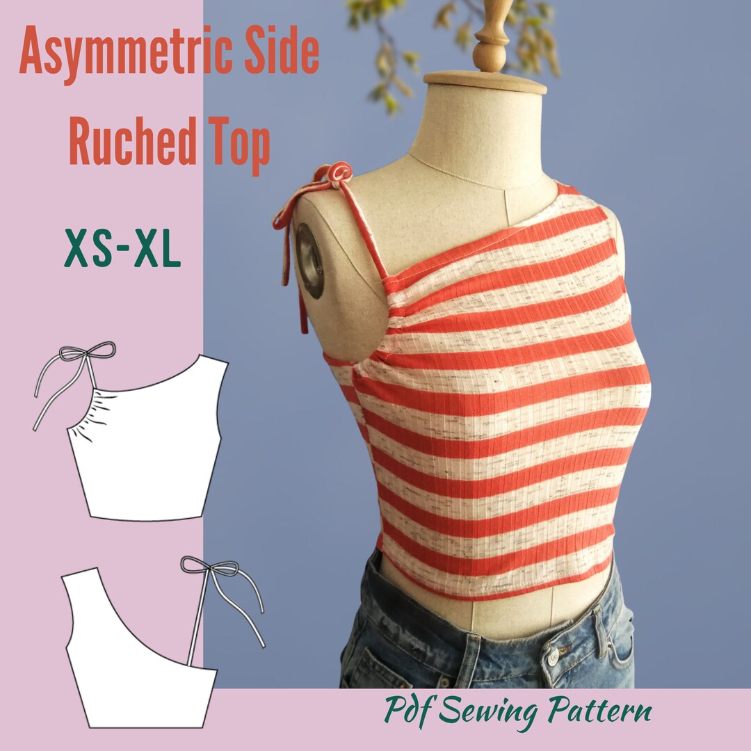 Asymmetrical Side Ruched Top Pattern Printable Sewing Pattern - Etsy