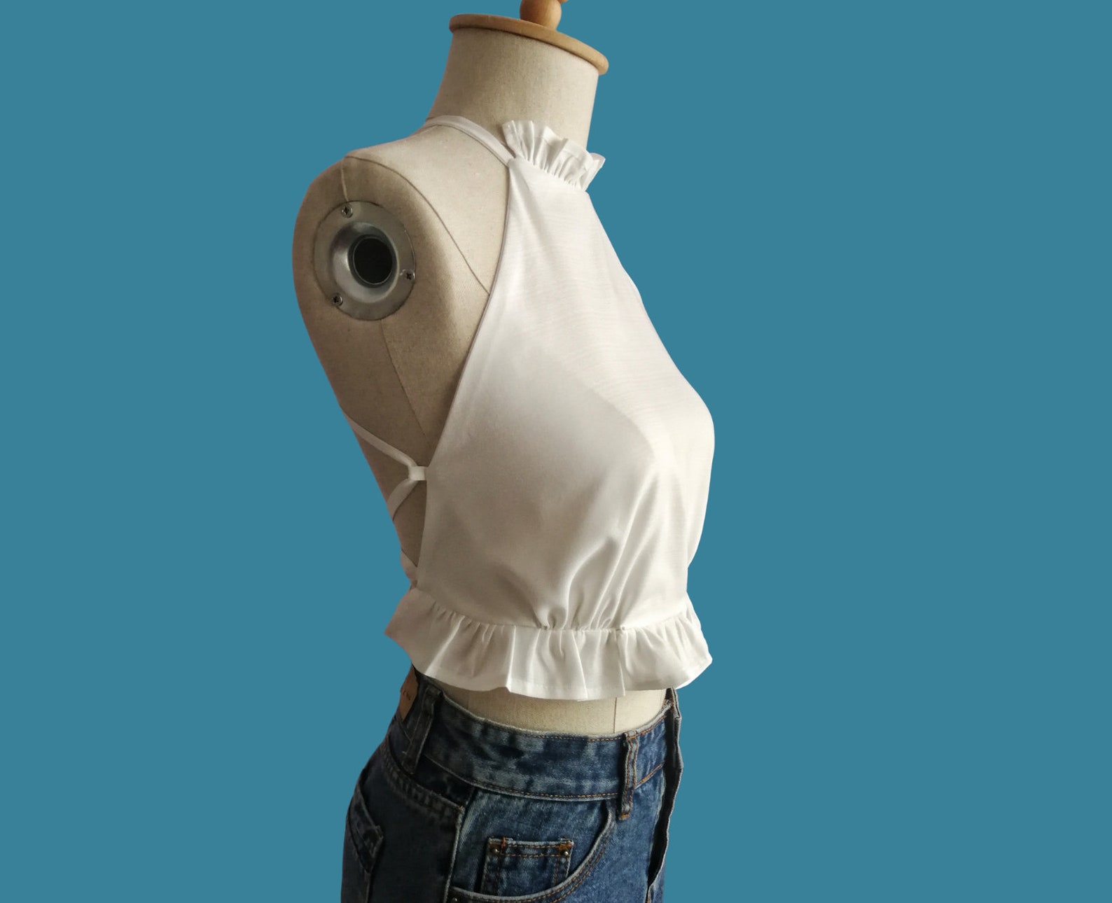 Backless Ruffle Crop Top Sewing Pattern Printable Sewing | Etsy