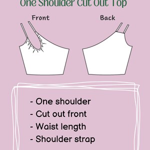 One Shoulder Cut Out Top Sewing Pattern- Beginner Friendly Easy Summer ...