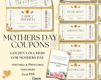 Editable Mom Coupon Book Template for Mothers Day Gift Idea, Printable ...