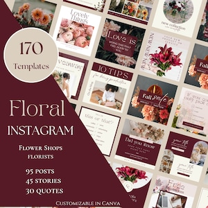 95 Floral Instagram Post Templates, Flower Shops, Florist Templates ...