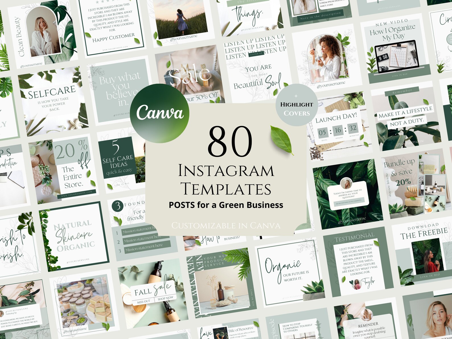 80 Instagram Post Template | Wellness Posts | Natural Skincare ...