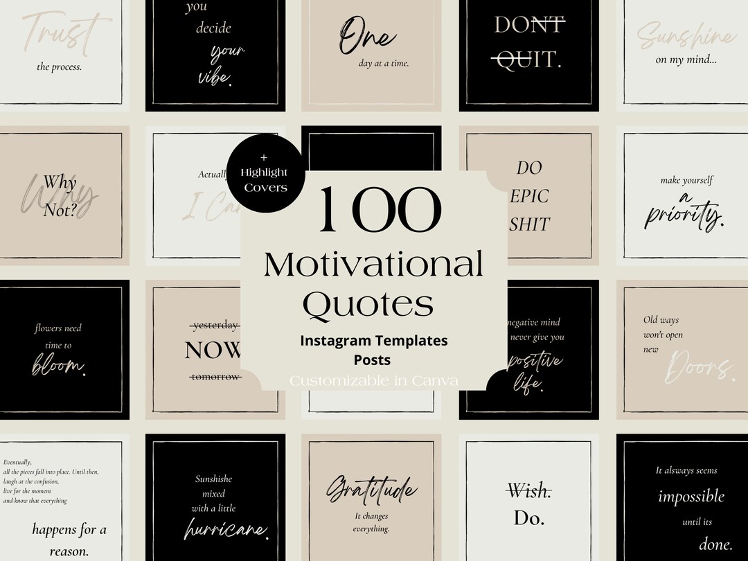 100 Clean Motivational Affirmation Instagram Quote Post Templates ...