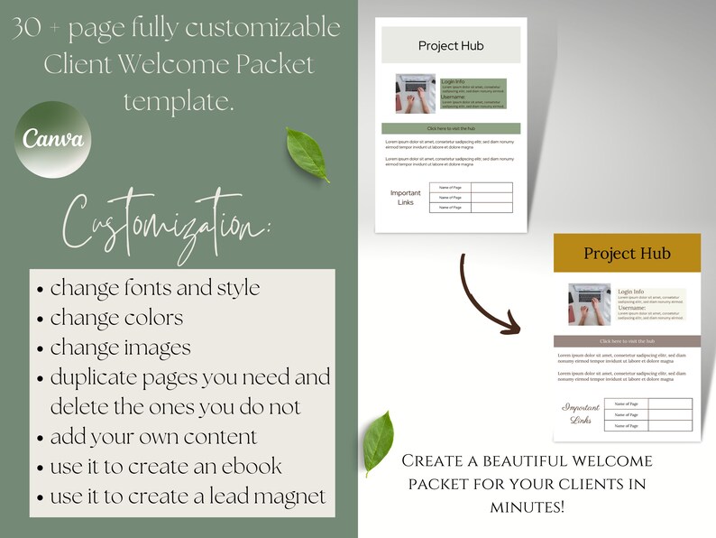 Client Welcome Packet Template New Client Service Guide Green Business ...
