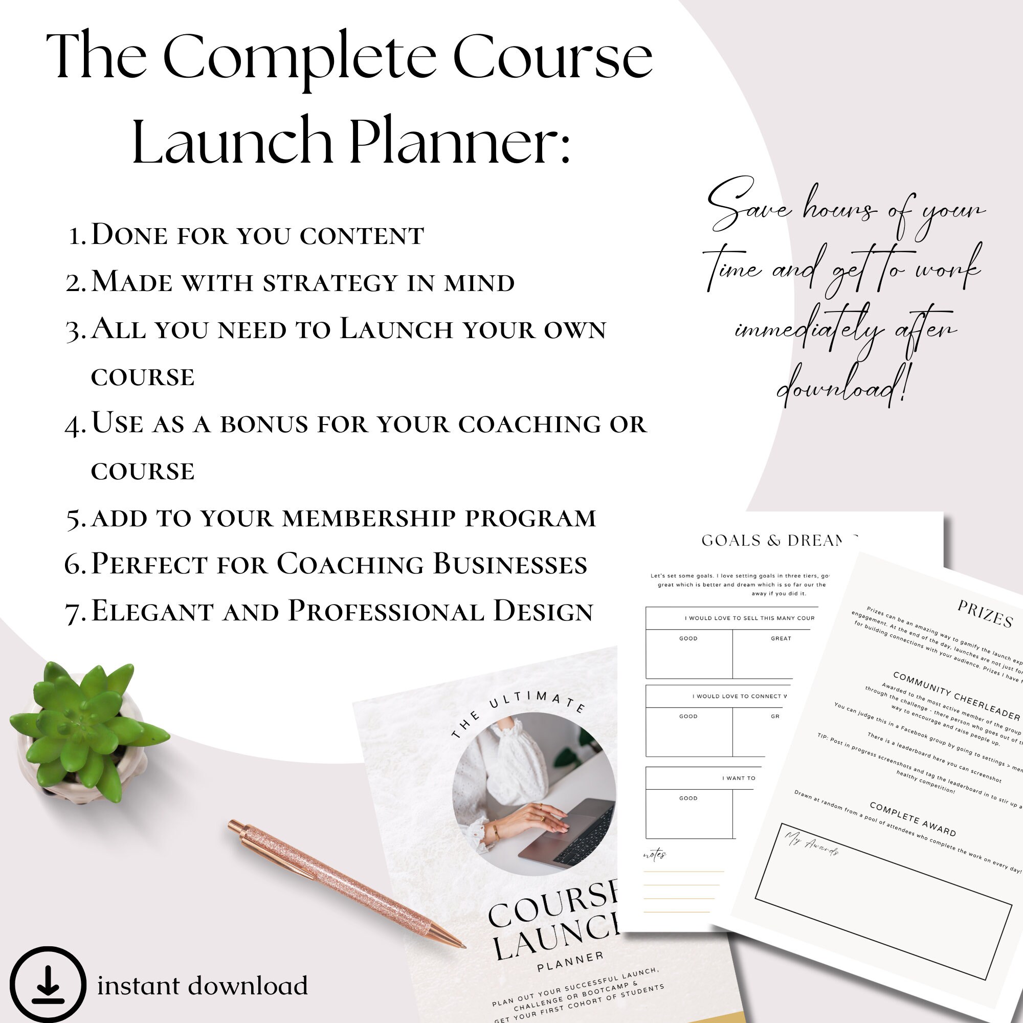 Printable Online Course Launch Planner & Workbook Template, Course ...