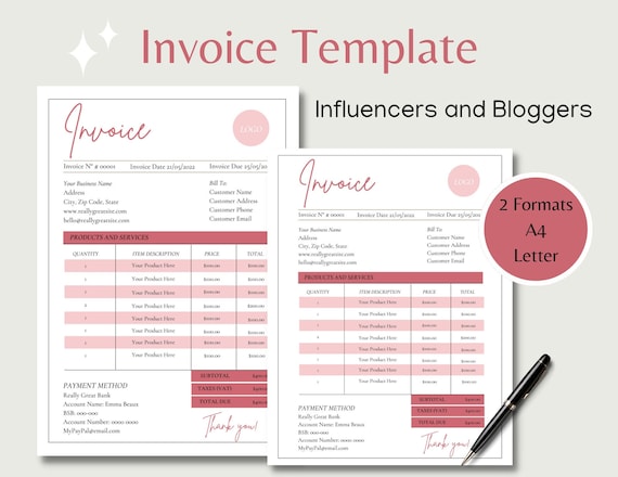 Invoice Template Invoice Template Download Editable Invoice - Etsy
