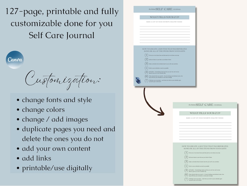 Printable Ultimate Self Care Journal and Daily Planner Template, Self ...
