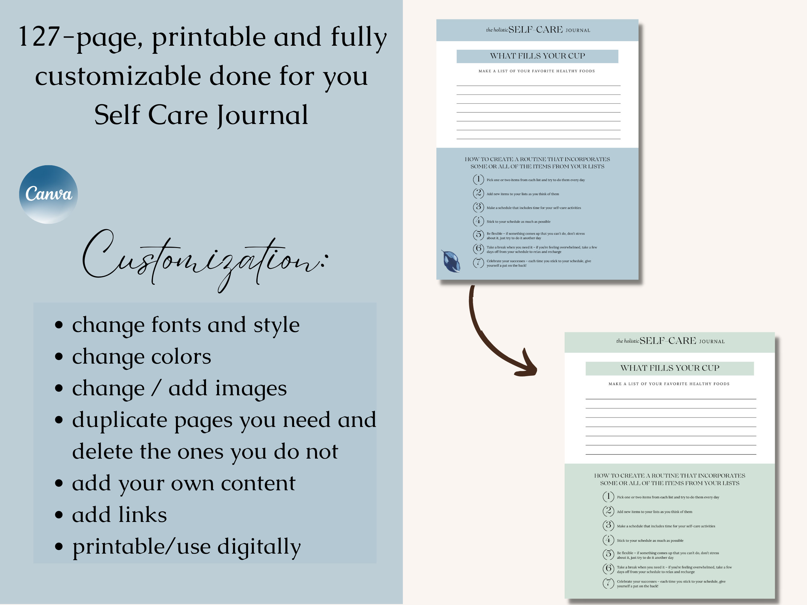 Printable Ultimate Self Care Journal and Daily Planner Template, Self ...