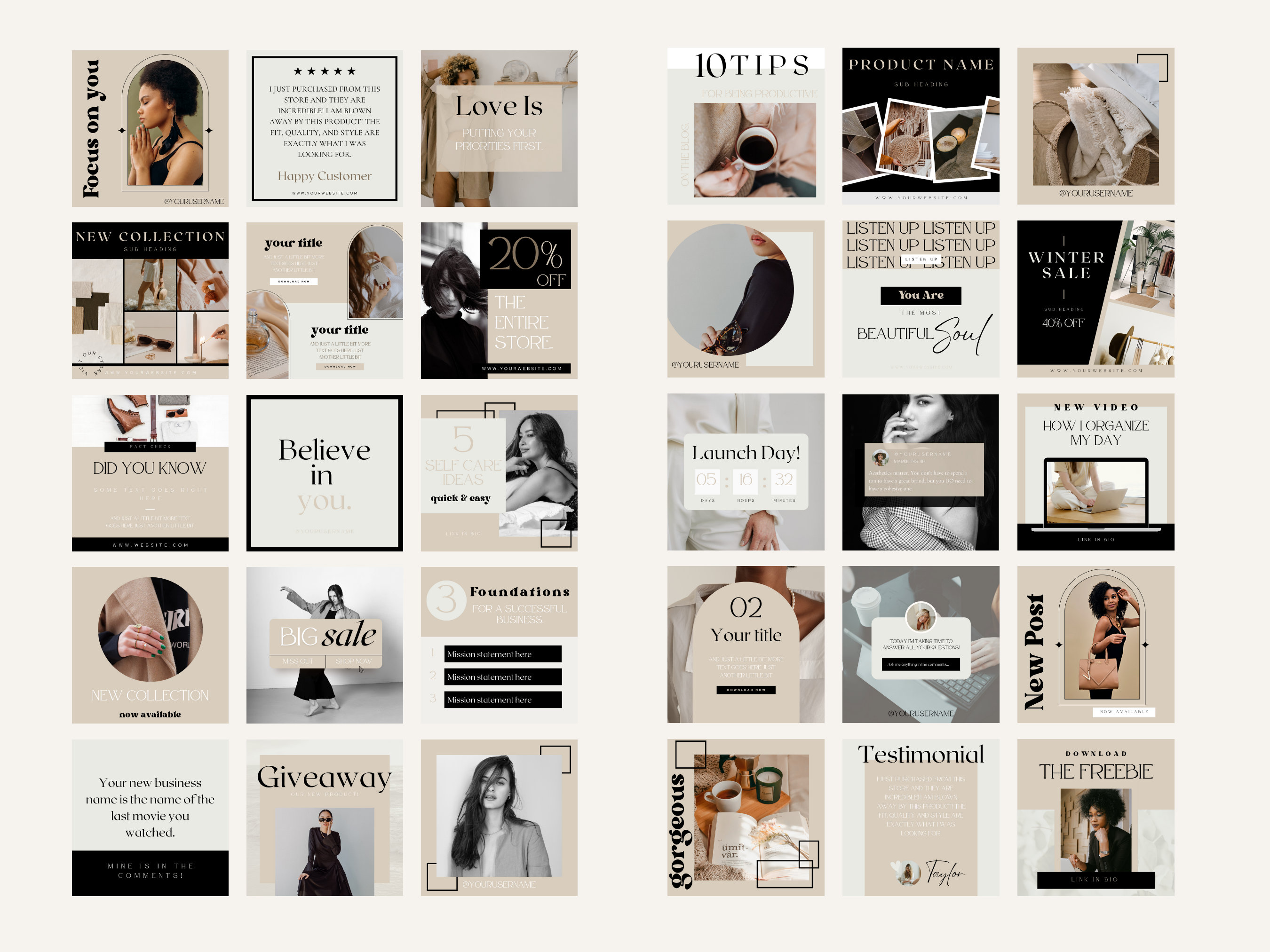 260 Clean Instagram Post Templates for Business and Coaches - Etsy