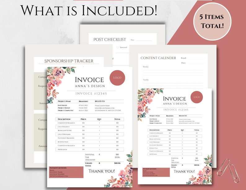 Invoice Canva Template Download, Business Invoice, Order Form, Digital ...