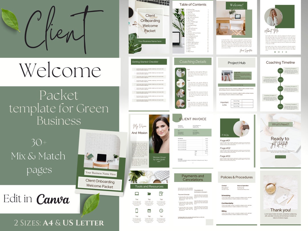 Client Welcome Packet Template New Client Service Guide Green Business ...