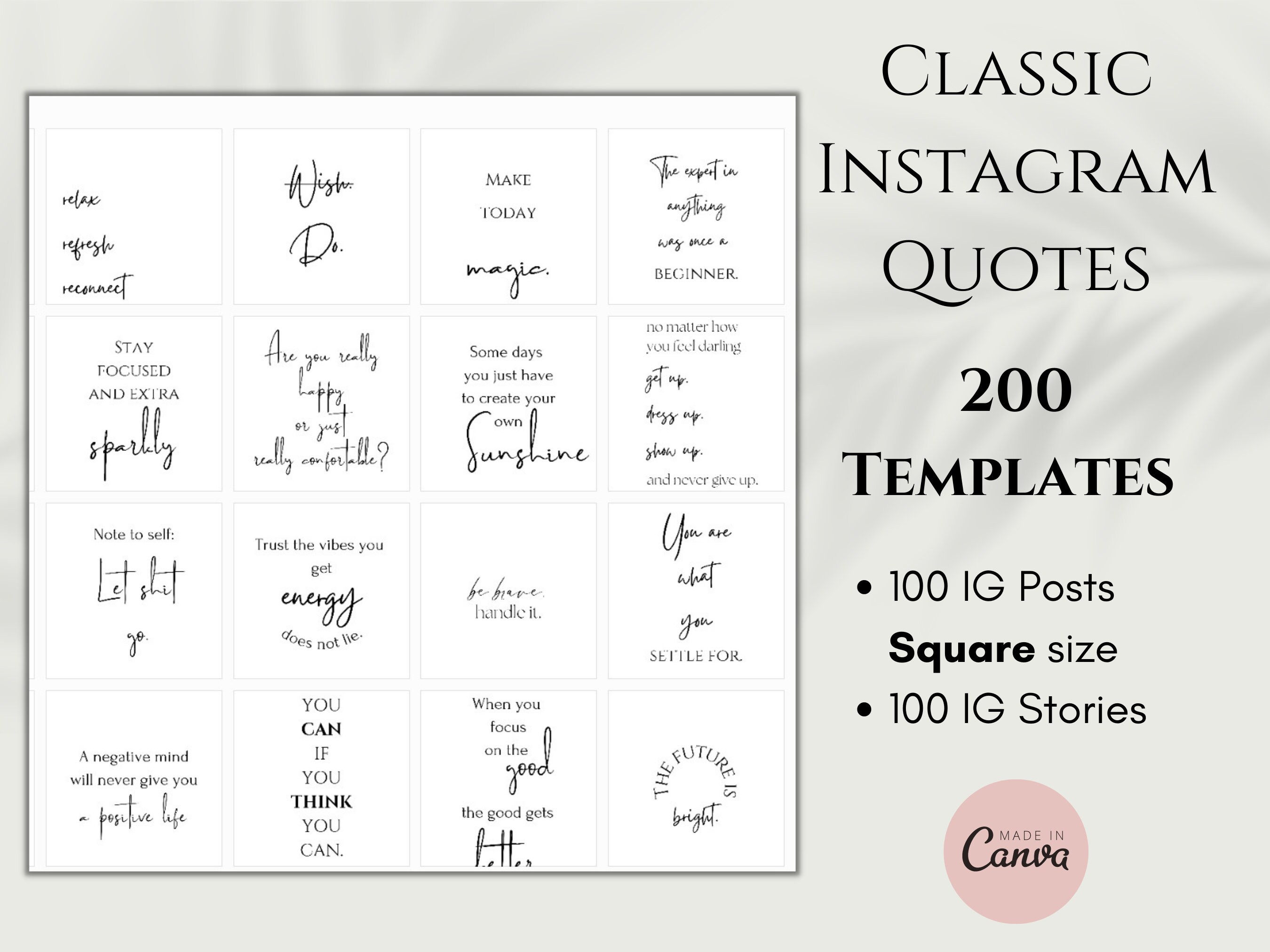 200 Instagram Inspirational Quotes Bundle| Canva Quote Templates ...