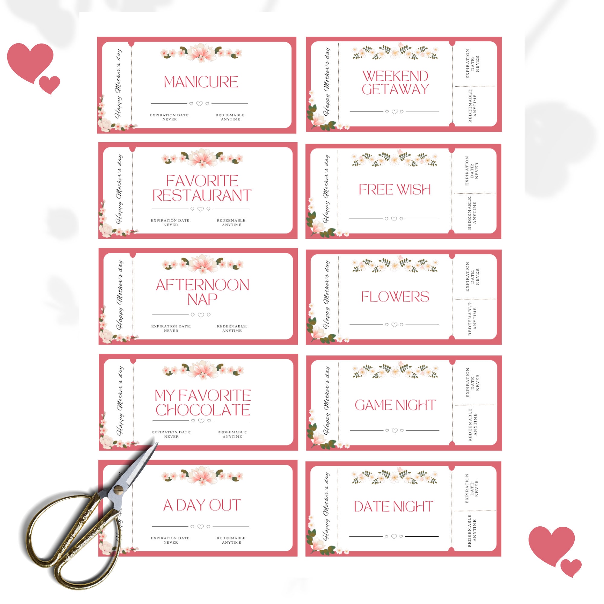 Editable Mom Coupon Book Template for Mothers Day Gift Idea, Printable ...