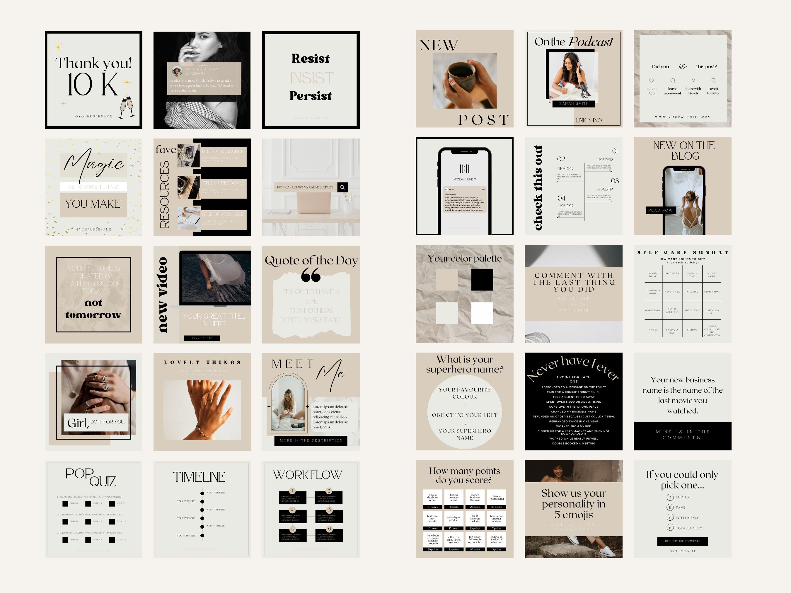 260 Clean Instagram Post Templates for Business and Coaches - Etsy