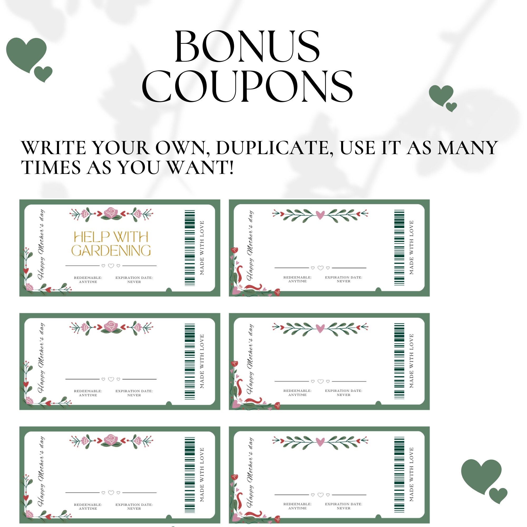 Editable Mom Coupon Book Template for Mothers Day Gift Idea, Printable ...