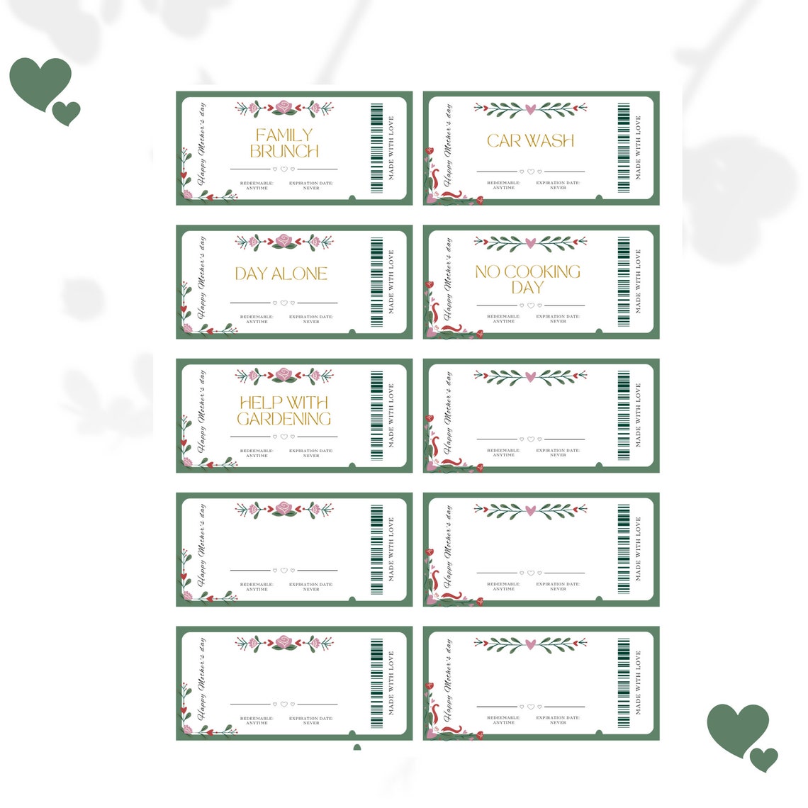 Editable Mom Coupon Book Template for Mothers Day Gift Idea, Printable ...