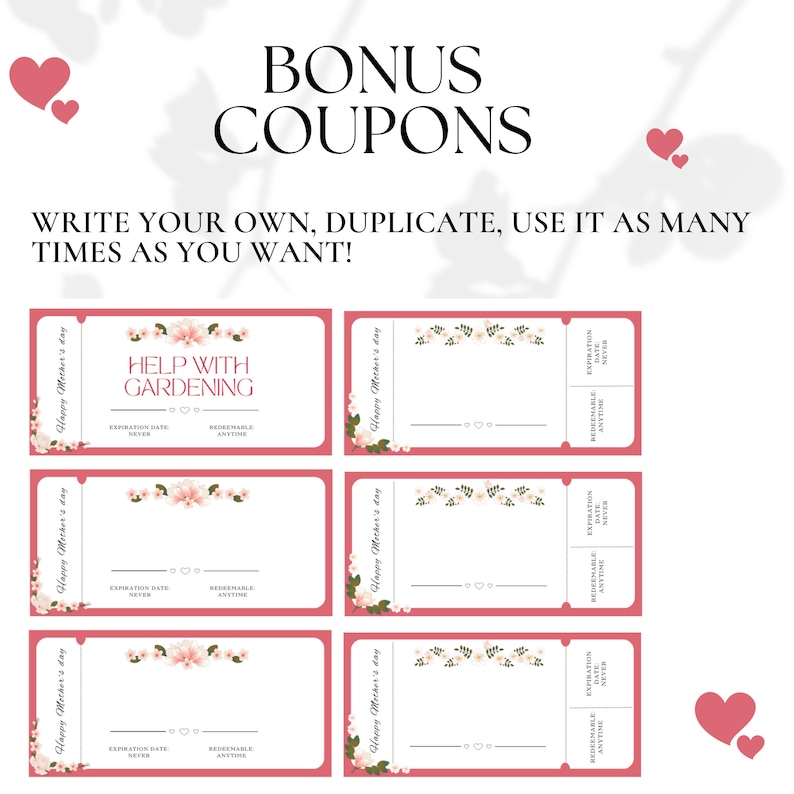 Editable Mom Coupon Book Template for Mothers Day Gift Idea, Printable ...