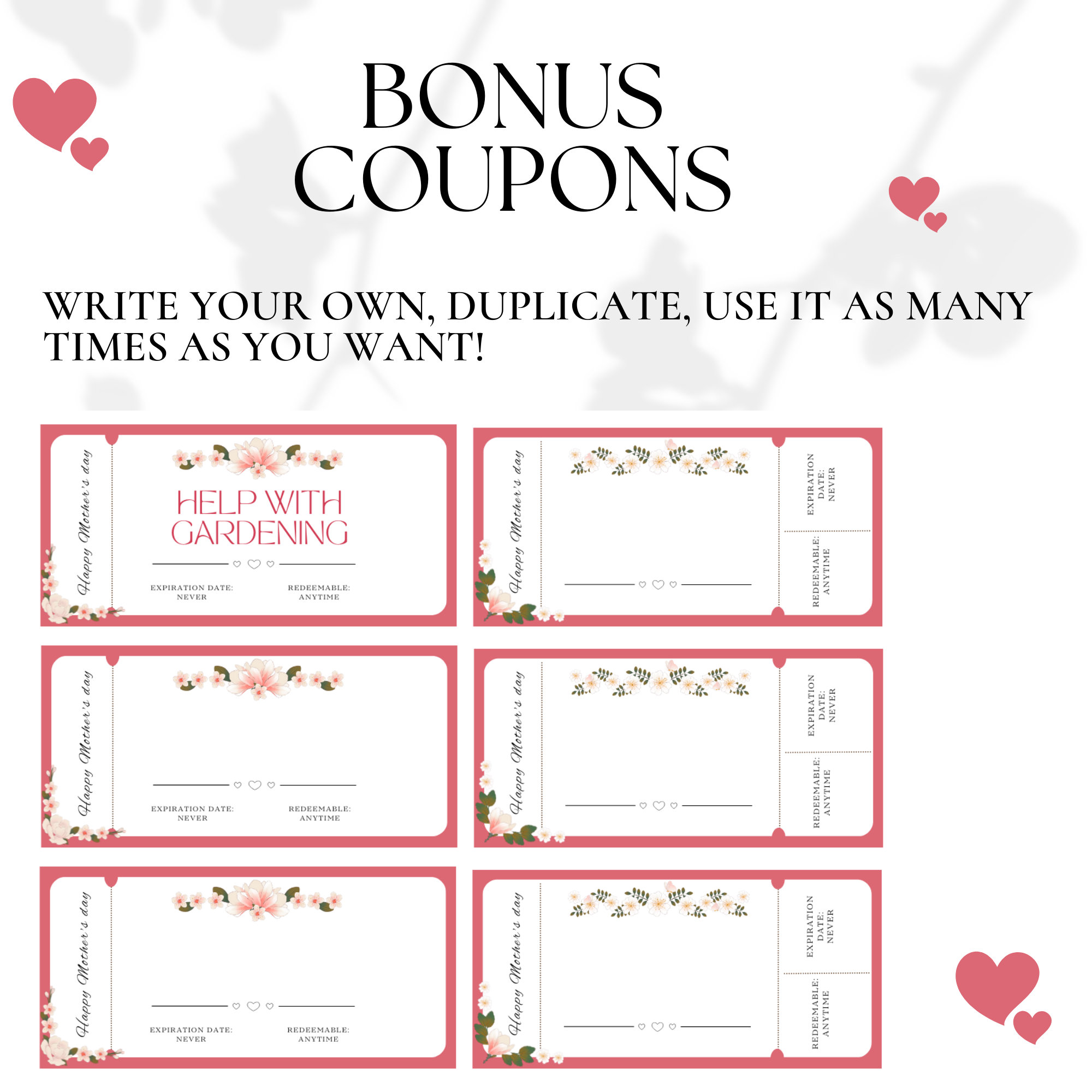 Editable Mom Coupon Book Template for Mothers Day Gift Idea, Printable ...