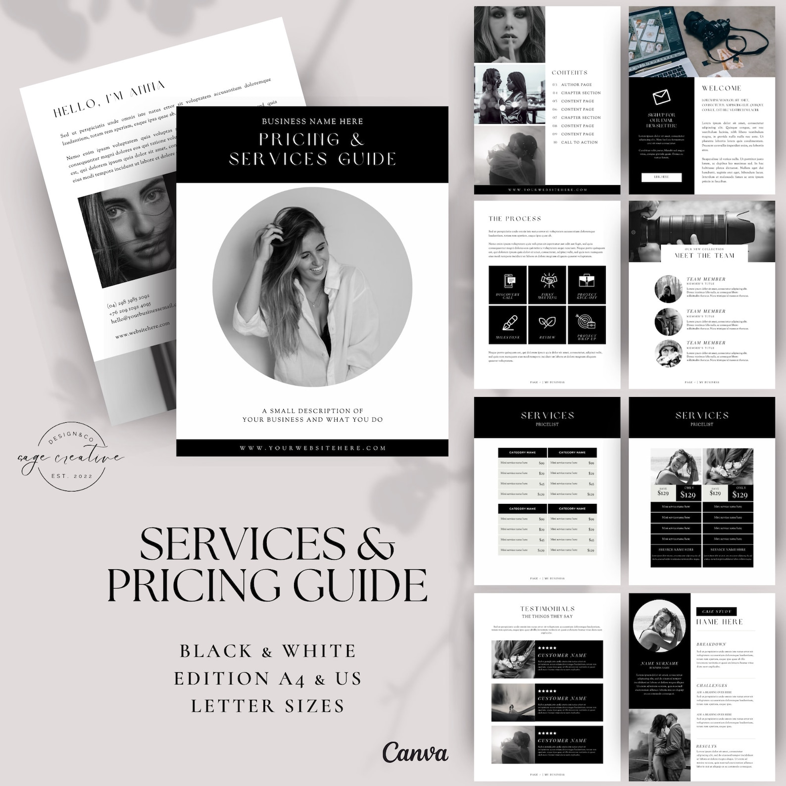 Services & Pricing Guide Template Canva, Photography Pricing Guide ...