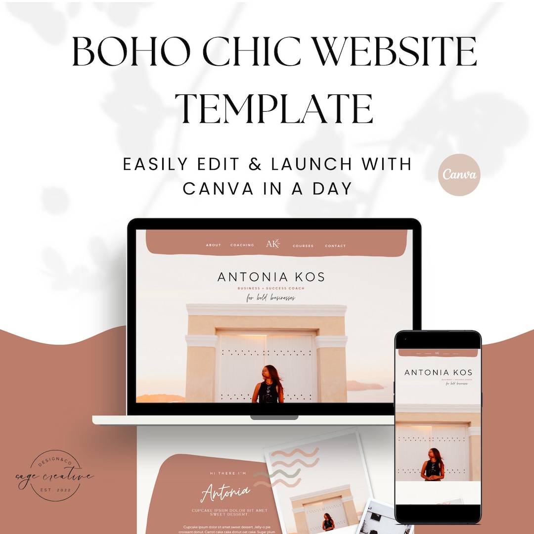 Boho Chic Canva Website Template, Done for You Website Template, Small ...