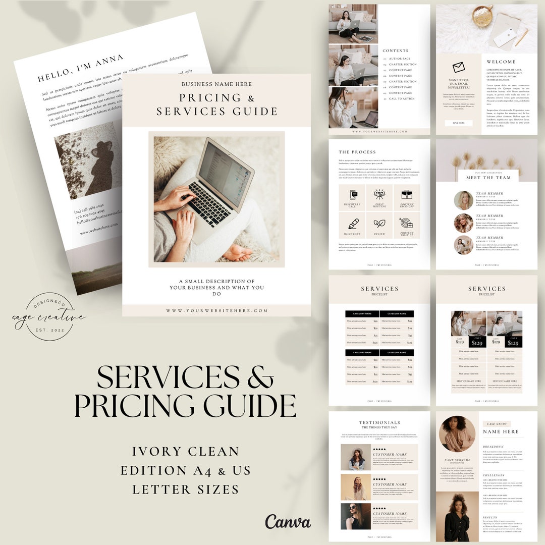 Services & Pricing Guide Template Canva, Virtual Assistant Pricing ...