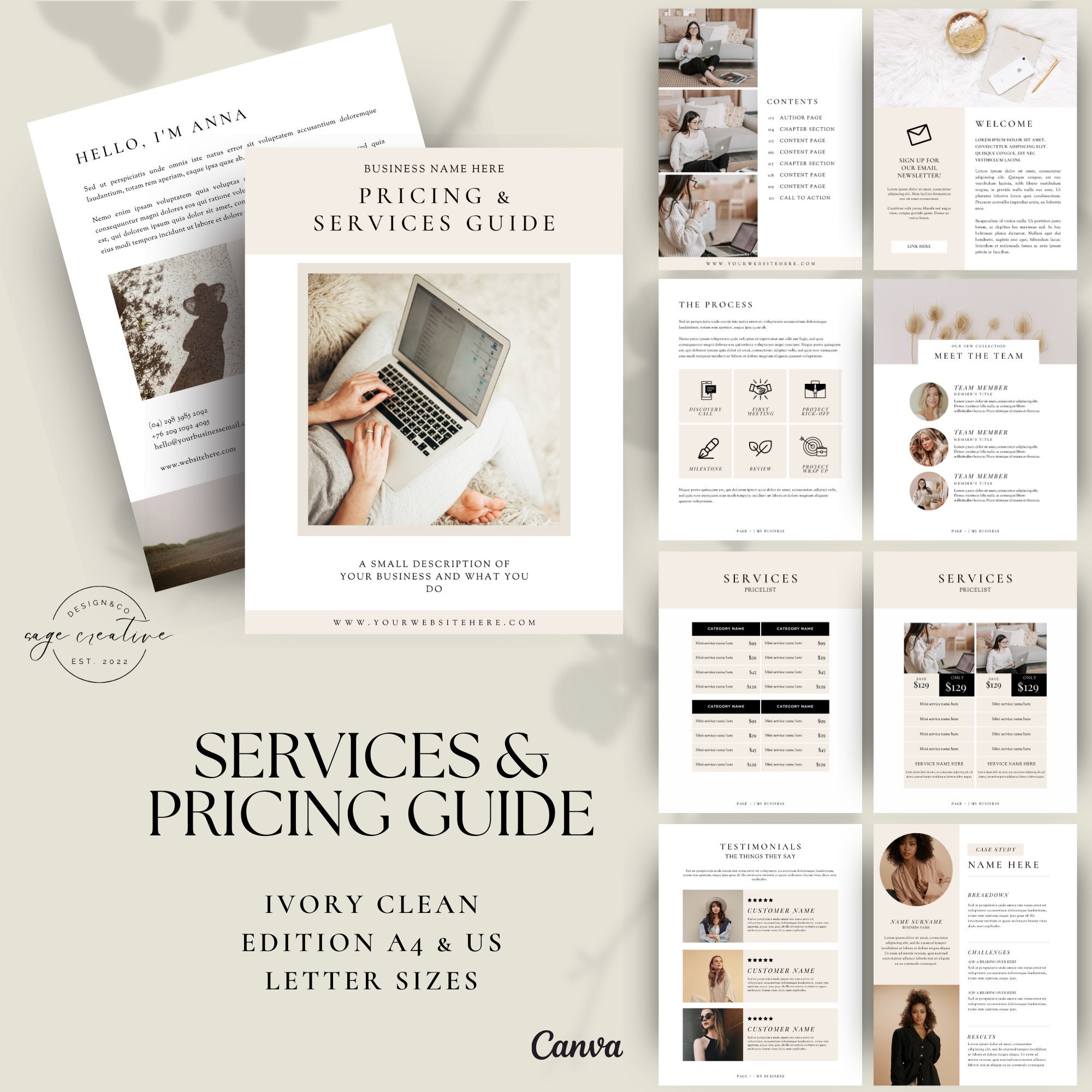 Services & Pricing Guide Template Canva, Virtual Assistant Pricing ...