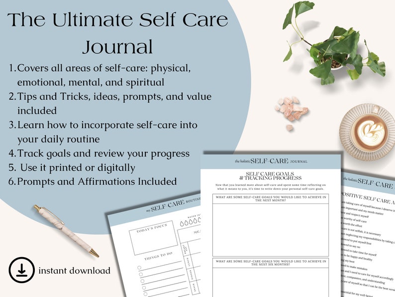 Printable Ultimate Self Care Journal and Daily Planner Template, Self ...