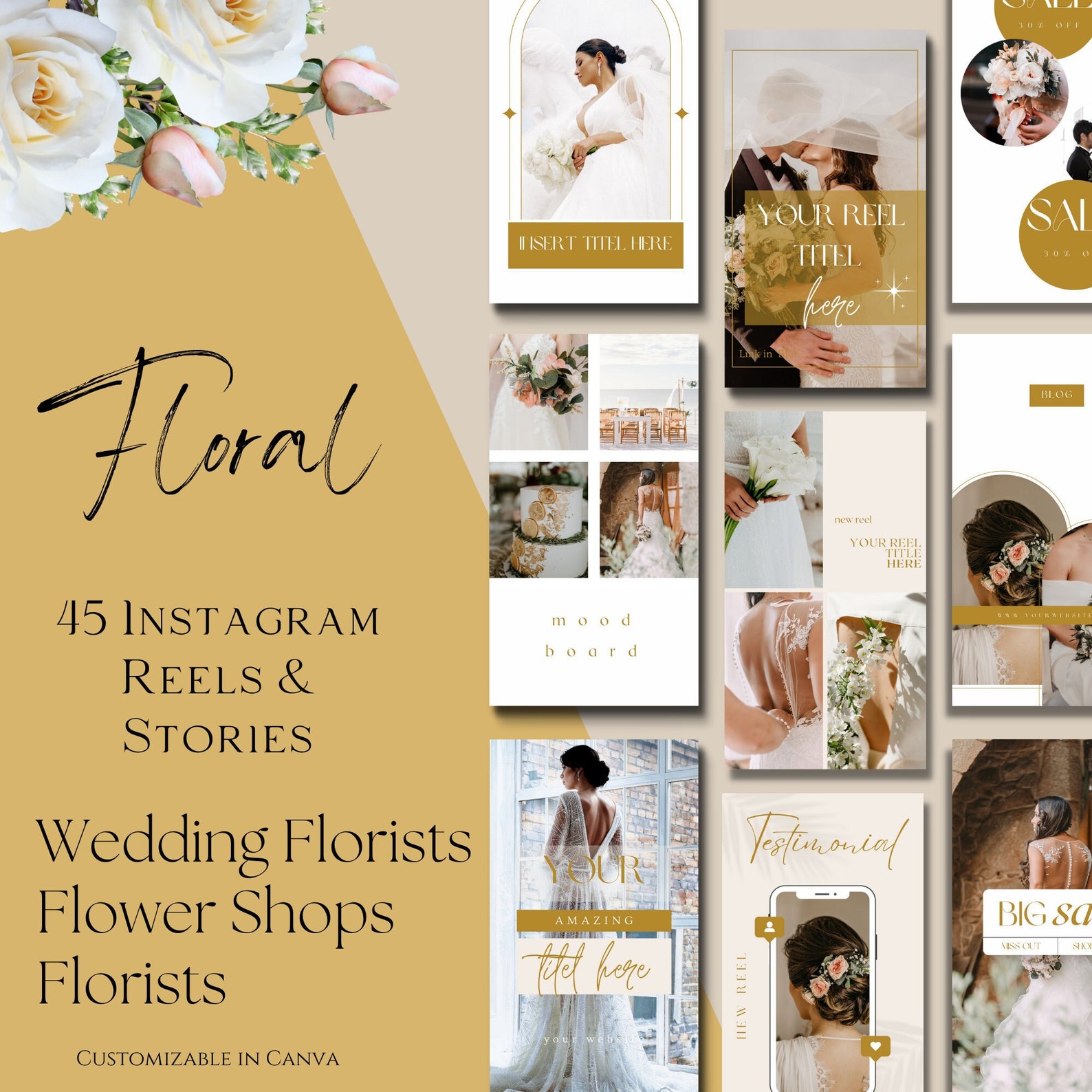 Floral Wedding Instagram Reel & Story Templates for Canva - Etsy