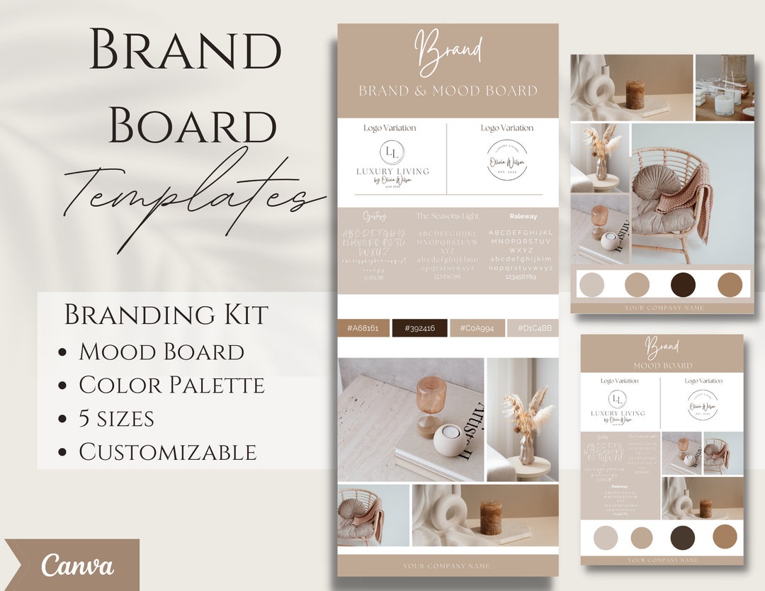Brand Board Template | Mood Board | Branding Kit | Brand Style Board ...