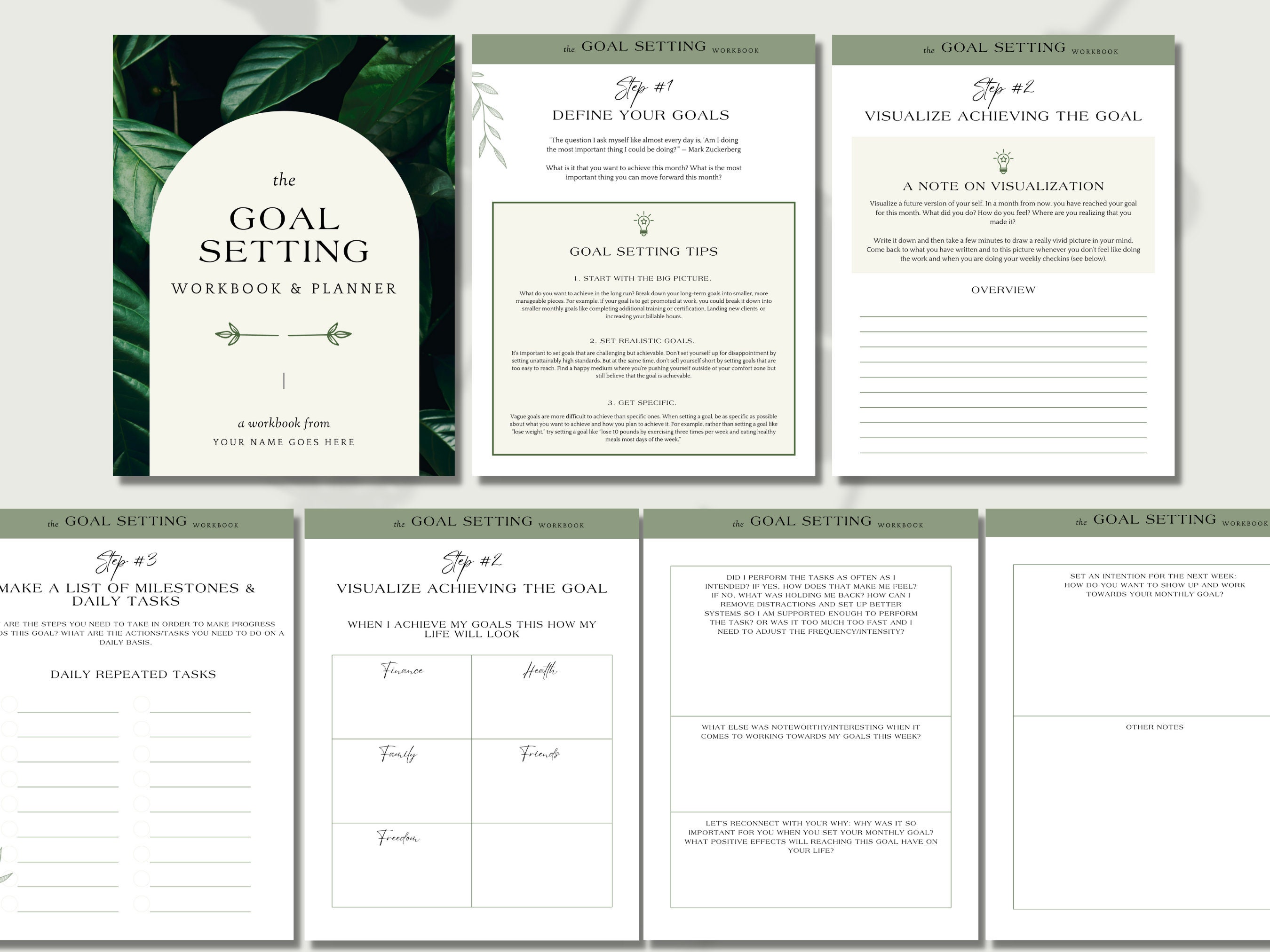 Printable Goal Setting Workbook and Planner Canva Template, Vision ...