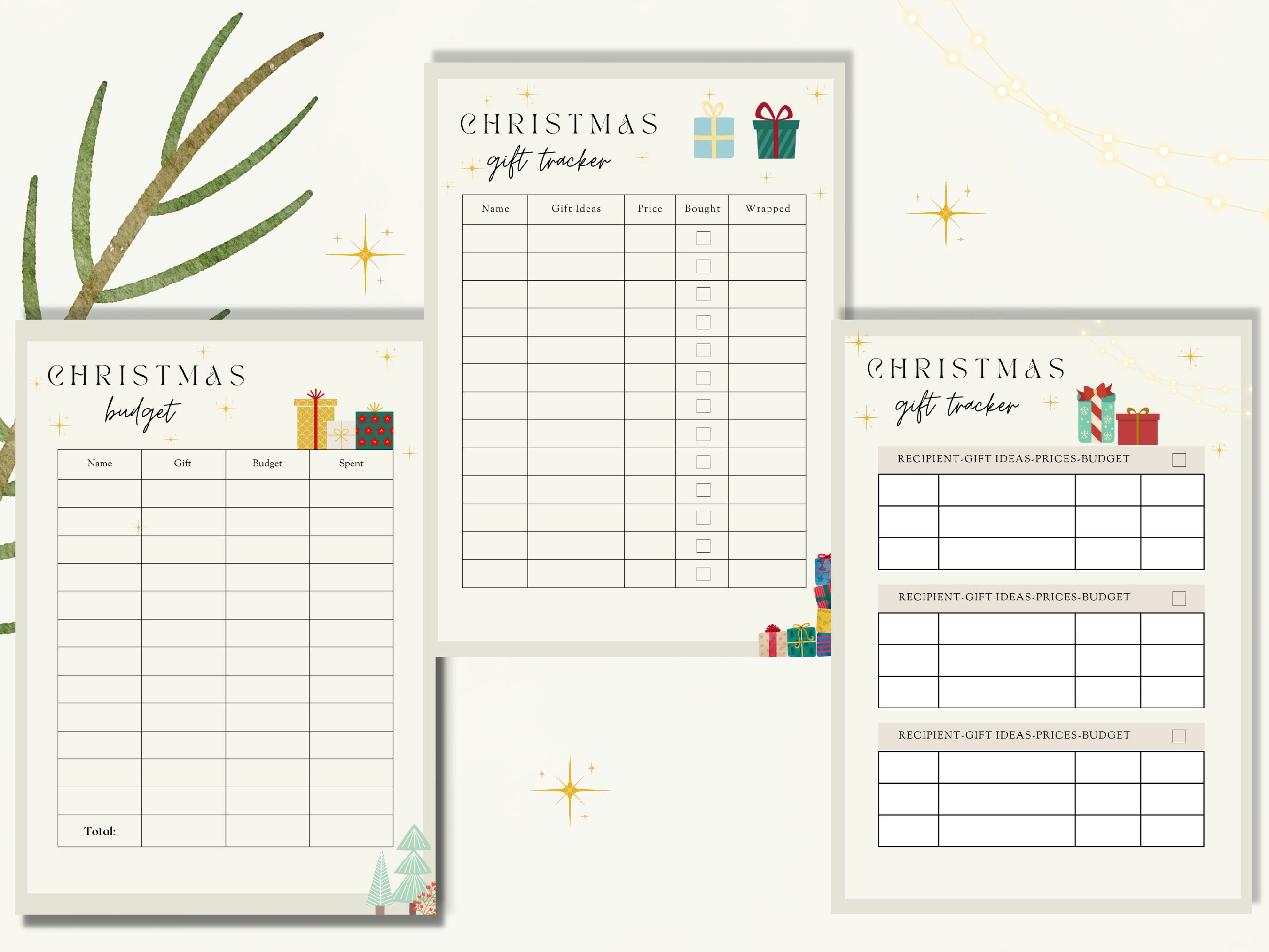 Christmas Gift Planner Printable, Holiday Planning, Christmas Gift ...