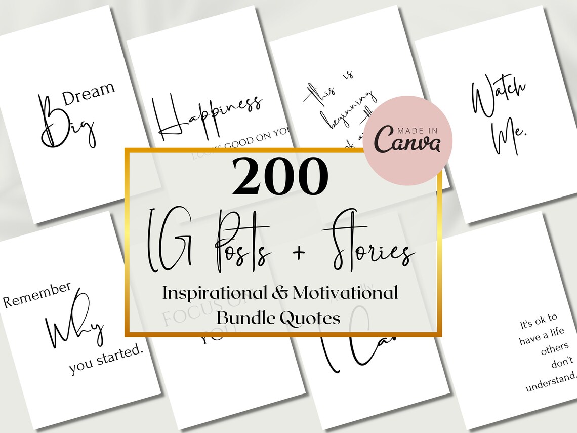 200 Instagram Inspirational Quotes Bundle Canva Quote Templates ...