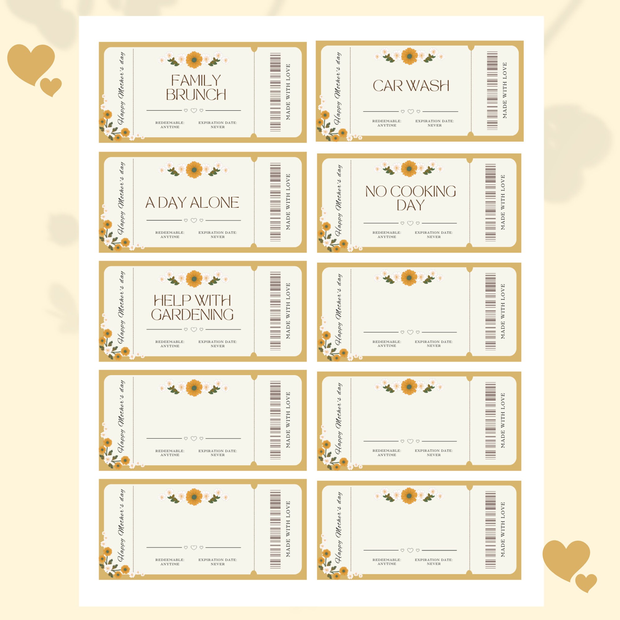 Editable Mom Coupon Book Template for Mothers Day Gift Idea, Printable ...