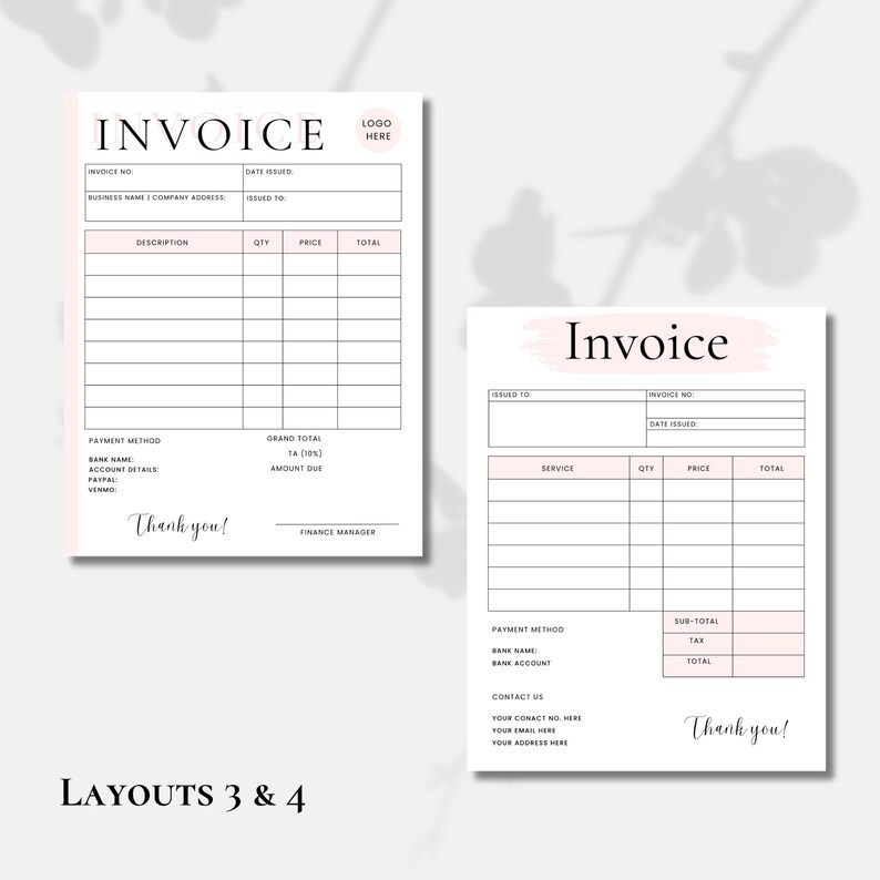 Invoice Template Bundle Canva Download, Small Business Custom Order ...
