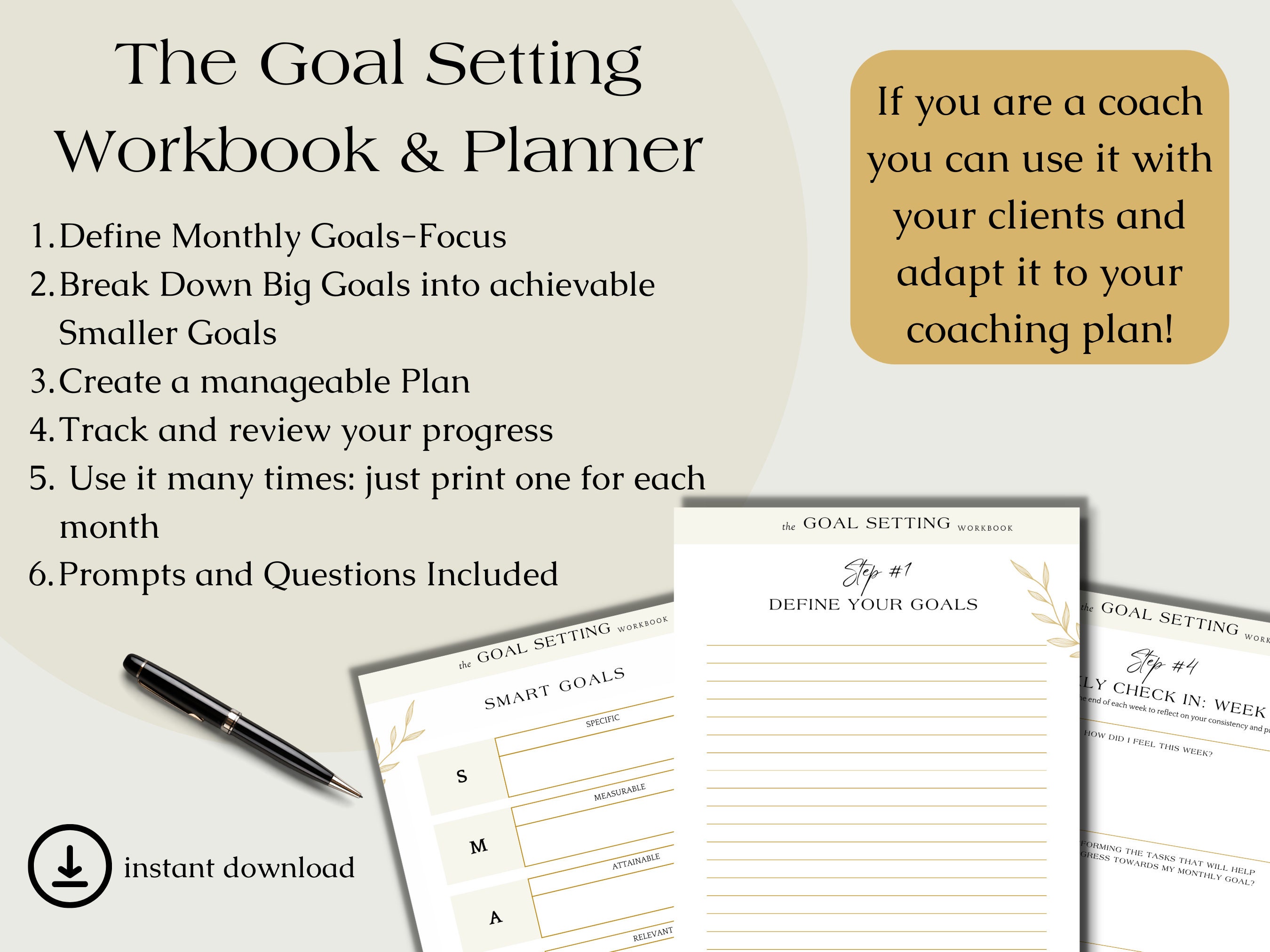 Printable Goal Setting Workbook and Planner Canva Template - Etsy