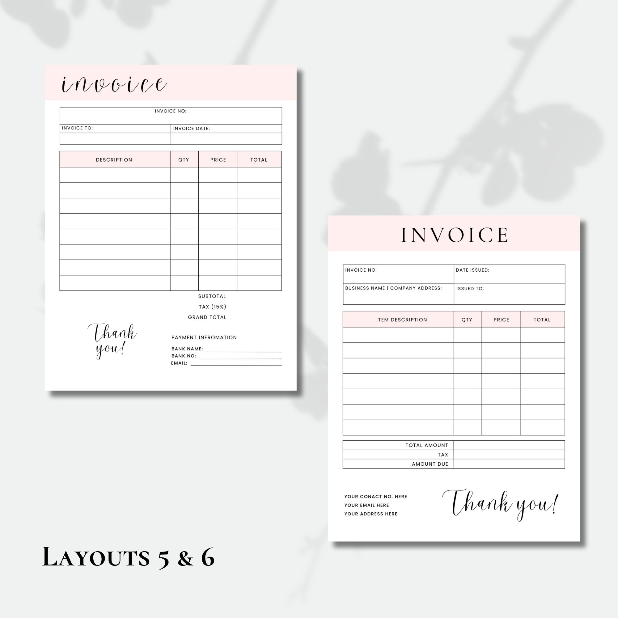 Invoice Template Bundle Canva Download Small Business Custom Order
