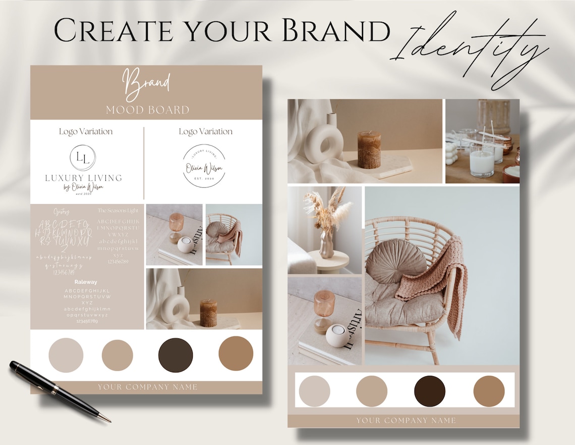 Brand Board Template Mood Board Branding Kit Brand Style Board Branding ...