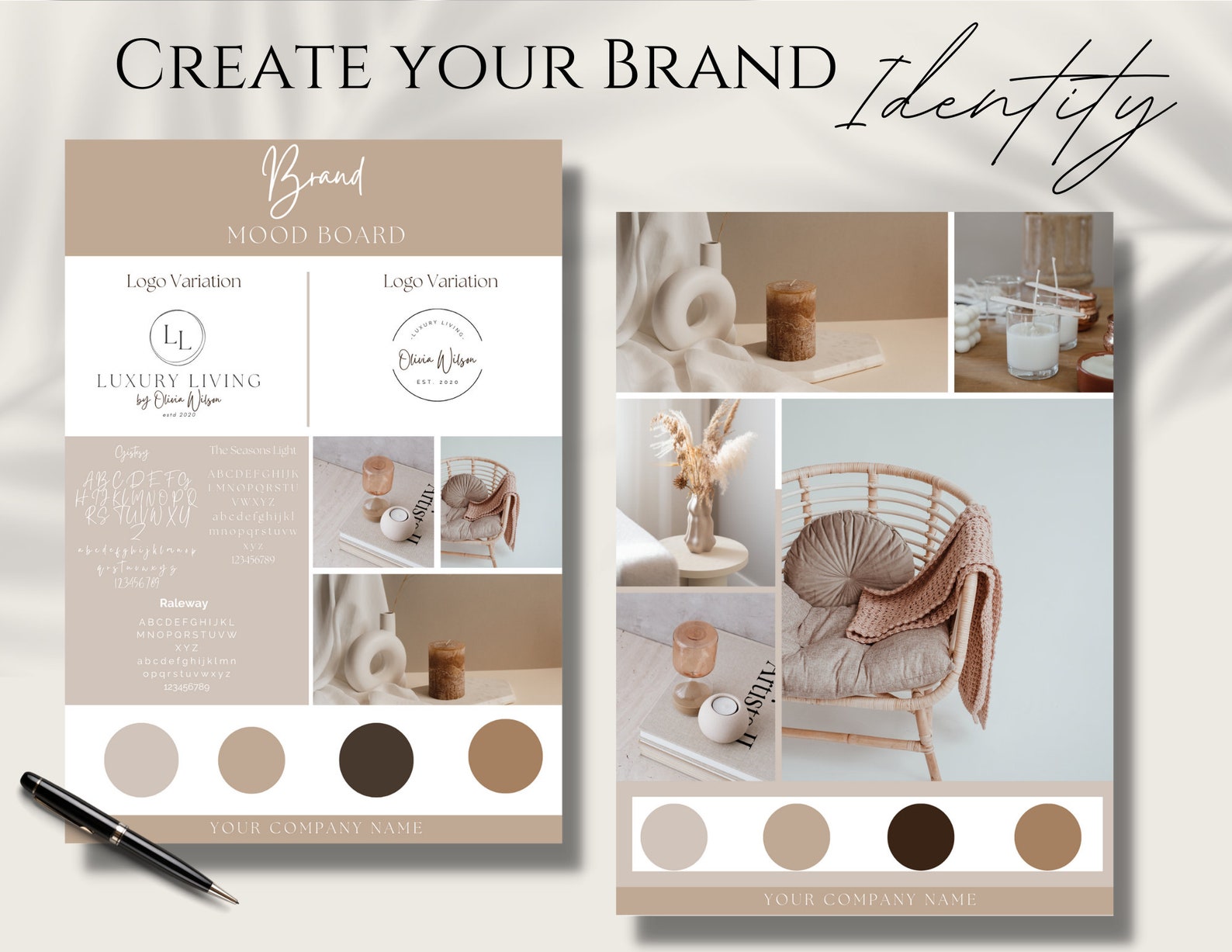Brand Board Template Mood Board Branding Kit Brand Style Board Branding ...